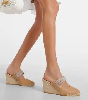 MALONE SOULIERS Siena 70 Leather Espadrille Wedges - Beige