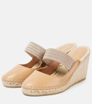 MALONE SOULIERS Siena 70 Leather Espadrille Wedges - Beige