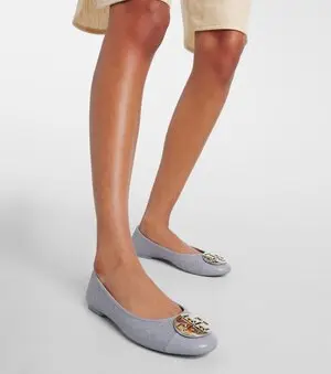Tory Burch Claire Leather Ballet Flats - Blue