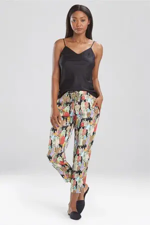 Natori Dynasty Cropped Printed Pants - Black