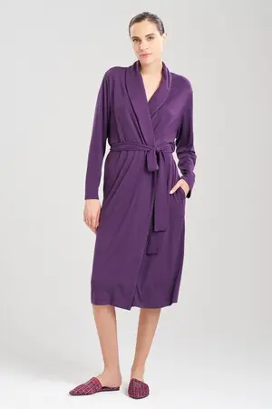 Natori Oasis Piped Collar Robe - Natural