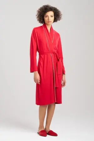 Natori Oasis Piped Collar Robe Red