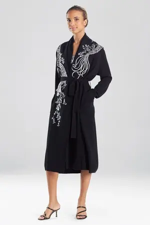 Natori Cashmere Embroidered Dragon Robe