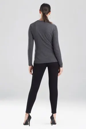 Natori Layering Jersey Long Sleeve Top - Black / White / Pink / Gray