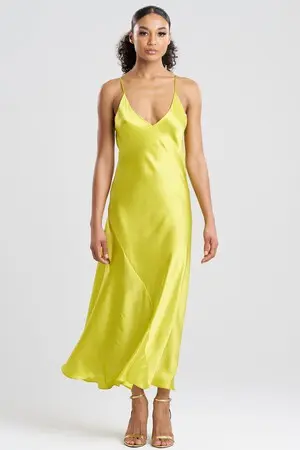 Natori Key Essentials Silk Slip Dress - Yellow
