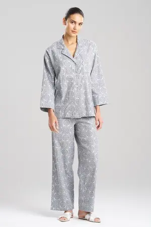 Natori Flannel Infinity Notch Pj - Black / White / Pink / Gray
