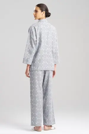 Natori Flannel Infinity Notch Pj - Black / White / Pink / Gray