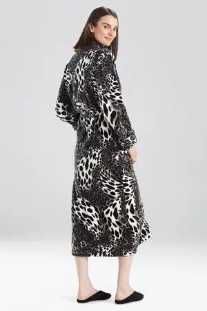 Natori Plush Leopard Robe - Black