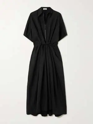 Brunello Cucinelli Belted Cotton Poplin Midi Dress
