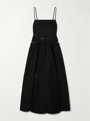 Simkhai Malena Embroidered Linen-blend Midi Dress