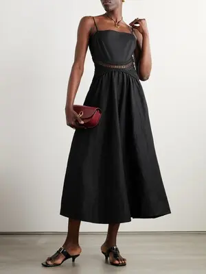 Simkhai Malena Embroidered Linen-blend Midi Dress
