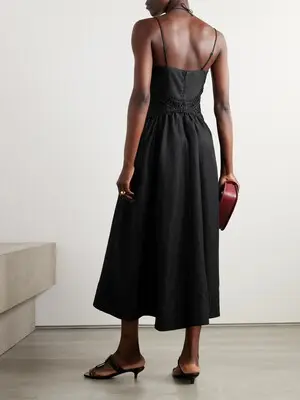 Simkhai Malena Embroidered Linen-blend Midi Dress