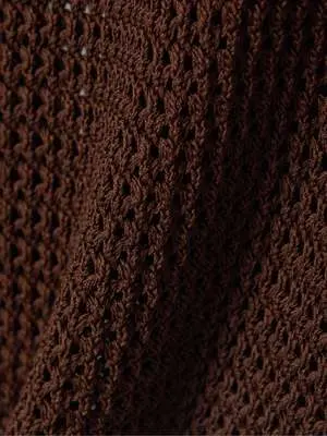 BODE Willows Crocheted Polo Shirt - Brown