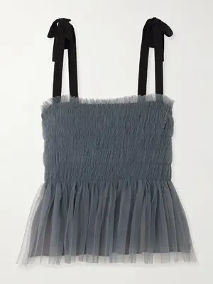 MOLLY GODDARD Lydia Shirred Tulle Top