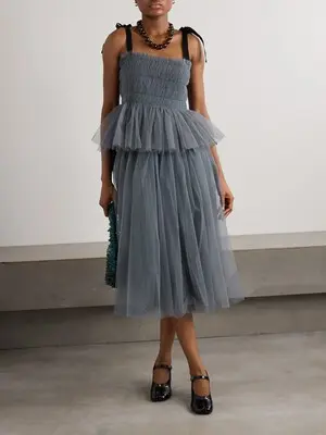 MOLLY GODDARD Lydia Shirred Tulle Top