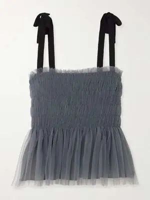 MOLLY GODDARD Lydia Shirred Tulle Top