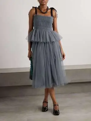 MOLLY GODDARD Lydia Shirred Tulle Top