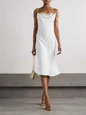 Rabanne Chain-embellished Satin Midi Dress