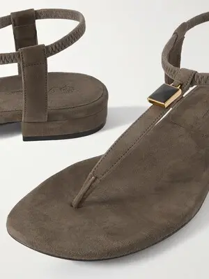 Loro Piana Mindil Suede Sandals - Brown