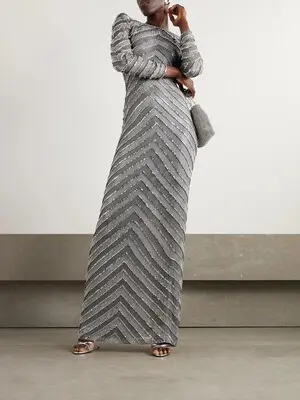 Naeem Khan Crystal-embellished Mesh Gown