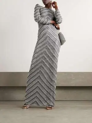Naeem Khan Crystal-embellished Mesh Gown