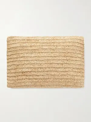 Saint Laurent Cassandre Raffia Clutch - Neutrals