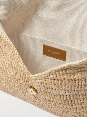 Saint Laurent Cassandre Raffia Clutch - Neutrals