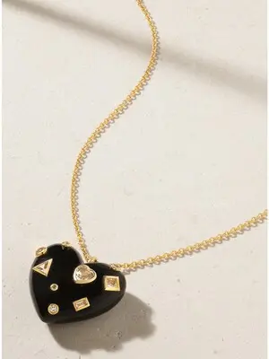 Yvonne Léon 9-karat Onyx And Topaz Heart Necklace - Gold