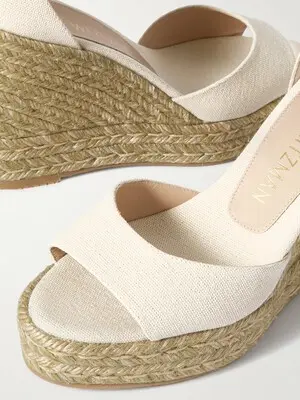 STUART WEITZMAN Linen Espadrille Wedge Sandals