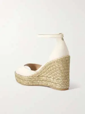 STUART WEITZMAN Linen Espadrille Wedge Sandals