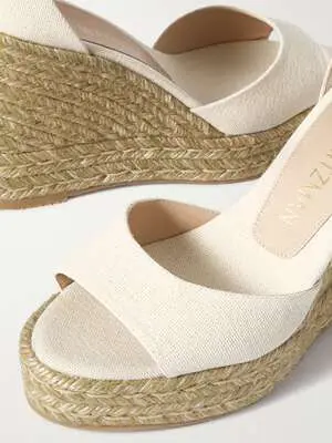 STUART WEITZMAN Linen Espadrille Wedge Sandals