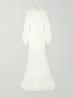 Costarellos Theia Embroidered Tulle Gown