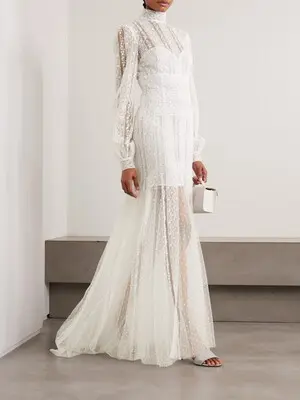 Costarellos Theia Embroidered Tulle Gown