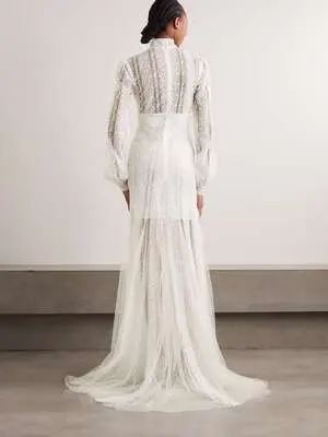 Costarellos Theia Embroidered Tulle Gown