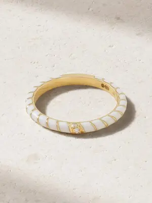 Yvonne Léon 9-karat Diamond And Enamel Ring - Gold