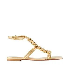 GIANVITO ROSSI Capua Metallic Braided Sandals - Gold