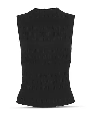 Whistles Plisse Sleeveless Top - Black