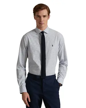 Polo Ralph Lauren Cotton Stretch Poplin Gingham Check Classic Fit Button Down Shirt - Blue Multi