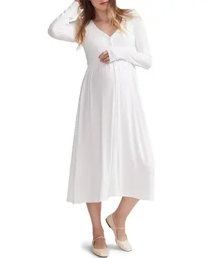 Hatch Collection Rib Nursing Dress - Ivory