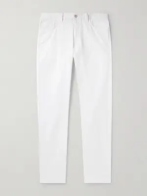 Zegna Leather-trimmed Straight-leg Jeans - White