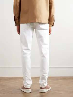 Zegna Leather-trimmed Straight-leg Jeans - White