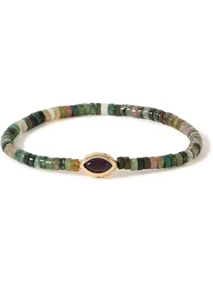 Luis Morais Eye Of The Idol Gold Multi-stone Beaded Bracelet
