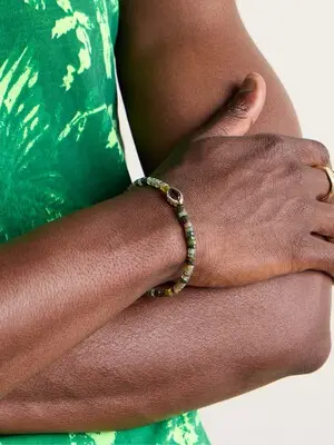 Luis Morais Eye Of The Idol Gold Multi-stone Beaded Bracelet