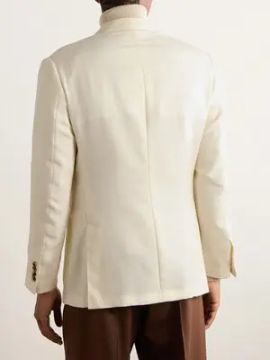 Thom Sweeney Slim-fit Double-breasted Herringbone Cashmere And Silk-blend Blazer