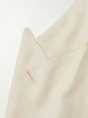 Thom Sweeney Slim-fit Double-breasted Herringbone Cashmere And Silk-blend Blazer