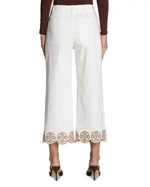 Bagatelle Embroidered Hem Pants - Bone/ Tan