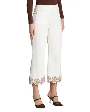 Bagatelle Embroidered Hem Pants - Bone/ Tan