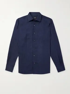 Men's Navy Linen Shirts