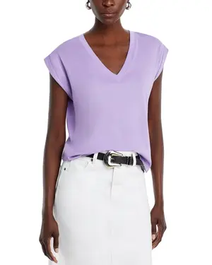 FRAME Easy Cotton V-neck Tee - Lilac