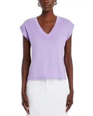 FRAME Easy Cotton V-neck Tee - Lilac